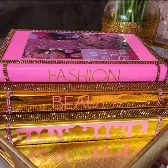 Accents | Glam Book Stack Set Of 3 Custom Coffee Table Decor Hot Pink ...